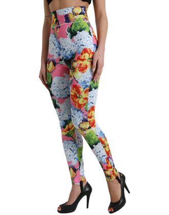 Dolce & Gabbana Womens Floral-Print High-Waist Leggings Multicolor Nylon Polyester Elastane