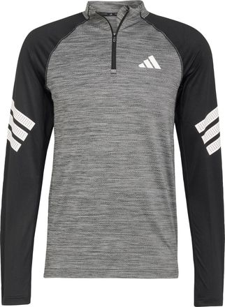 adidas Mens Icon 3-Streifen 1/4-Zip Longsleeve Black Melange/White XL