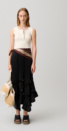 Claudie Pierlot Jupe longue pliss&eacute;e asym&eacute;trique