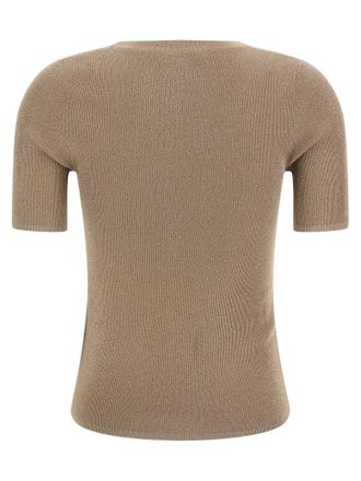 Max Mara Ribbed Polyamide T-Shirt - Beige