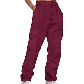 Generic Pantalon Cargo Femme Taille Haute Pantalons de Travail Survêtement Pantalon Jogging Femme Sarouel Hip Hop Élastique Yoga Fitness avec Poches Taille Él