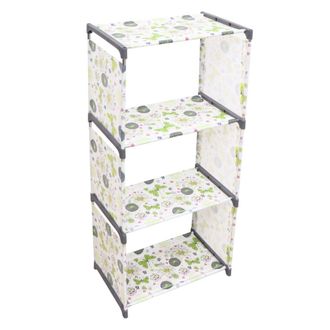 SOLUSTRE Lagiges Aufbewahrungsregal mit Lotusblumenmuster Stabiles Stoffregal für Bücher Kleidung und Schuhe Platzsparendes DIY Kombi Rack für Wohnzimmer Schla