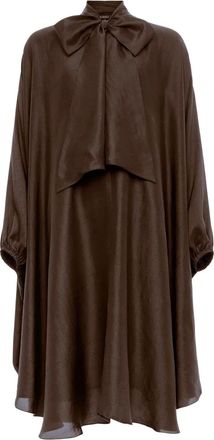 Azeeza robe mi-longue Emlyn à col noué - Marron