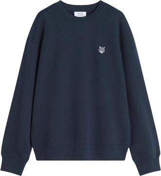 Maison Kitsun&eacute; Homme, Sweatshirts et sweats &agrave; capuche, Bleu, Taille: XL Fox Head Comfort SweaT-shirt
