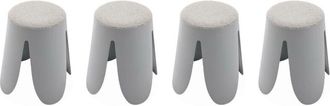 Sweeek Sweeek - Set de 4 tabourets empilables gris clairs. bouclette textur&eacute;e. niki. &Oslash;30 / 44 x H46cm