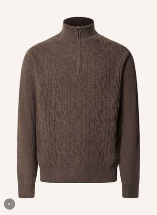 Hackett Pullover Lambswool Cable Hzip beige