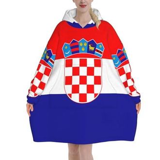 Generic Sweat &agrave; capuche avec drapeau croate pour femmes et hommes adultes surdimensionn&eacute;s pour une couverture douce et chaude