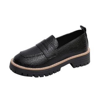 Generic Mocassins d&eacute;contract&eacute;s &agrave; talons &eacute;pais pour femme - &Eacute;l&eacute;gants - Couleur unie - Antid&eacute;rapants - Confortables - Classiques - Chaussures de marche, travail