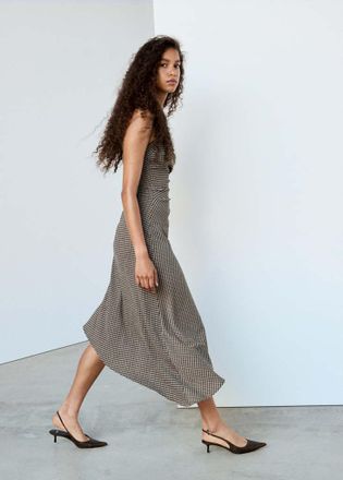 Mango Robe &agrave; texture asym&eacute;trique &agrave; carreaux marron - Femme - XXS - MANGO