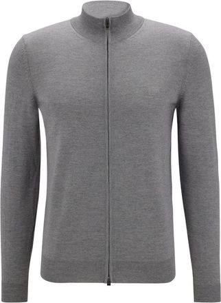 HUGO BOSS Strickjacke aus Schurwolle mit Label-Stickerei in