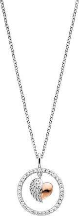Engelsrufer Kette Herzflügel Bicolor für Damen aus 925er Sterlingsilber - Zirkonia - Karabinerverschluss - Länge: 42+4+4cm
