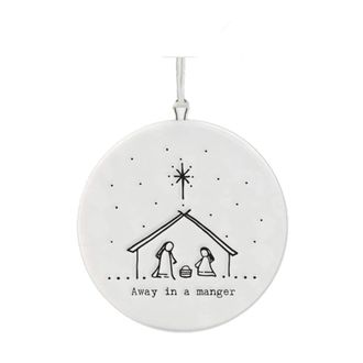 East of India Flache Porzellankugel mit Krippenmotiv Away in a Krippe