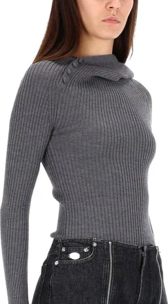 Jean Paul Gaultier Ribbed Merino Wool Sweater - Gray