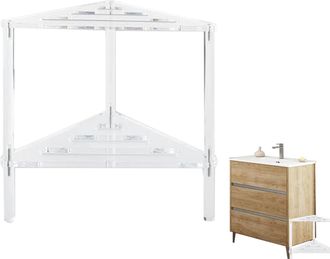 Generic Rutschfester Duschhocker - Acryl-Eck-Badezimmersitz, stabiler, robuster Stuhl, modernes Aufbewahrungsregal, M&ouml;bel f&uuml;r Wohnzimmer, Badezimmer, langlebi