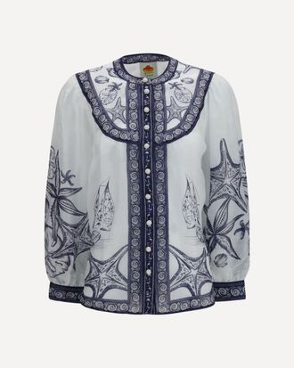 Farm Rio Printed ramie Shirt Female XS