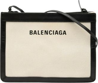 Balenciaga 2019 Canvas Navy Pochette crossbody bag - Marron