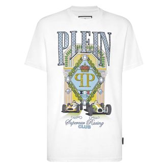 Philipp Plein T-Shirt Rundhals Racing - - Tops - Herren - Wei&szlig; - L