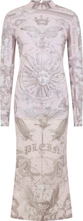 Philipp Plein Tulle Maxi Dress Open Back Butterfly Tattoo