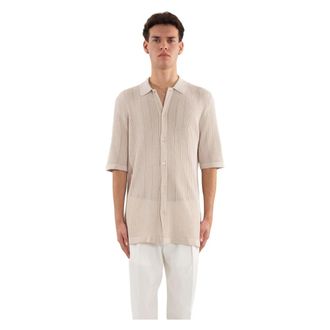 Eleventy Texturiertes Baumwollstrick-Shirt - - Shirts - Herren - Beige - 2XL