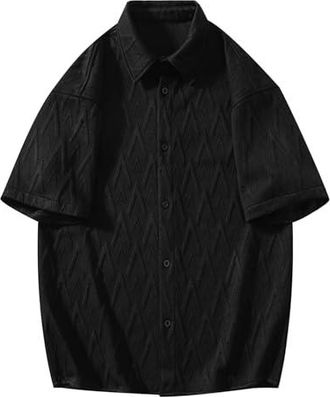 Generic Chemise &agrave; Manches Courtes pour Homme - Grande Taille en Soie Vintage pour Les Loisirs &Eacute;t&eacute; Manches Coton Respirant Coupe Droite m&eacute;di&eacute;vale hawa&iuml;enne