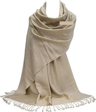 GFM Écharpe style pashmina en motif feuilles cachemire florales S0-p093-trall - Beige
