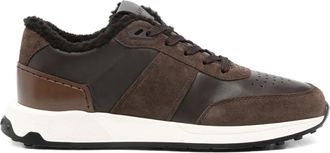 Tod's baskets à empiècements en peau lainée - Marron