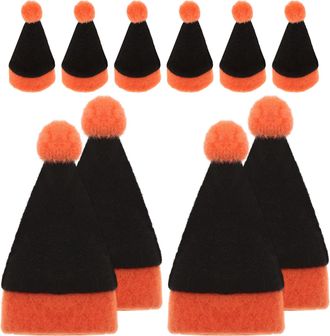 Angoily 10 Kleiner Weihnachtsm&uuml;tzen aus Stoff Kleine Weihnachtsmannm&uuml;tzen als Lutscher Dekoration Kleiner Weihnachtsschmuck f&uuml;r Tisch und Baumdeko Festliche W