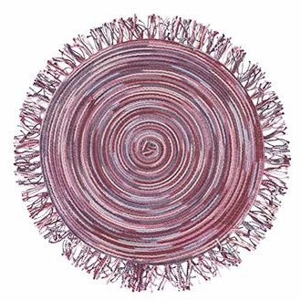 Villa D'Este Home Tivoli Provence Tischsets, rund, mit Fransen, Violett, mittelgro&szlig;, 6 St&uuml;ck