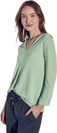 Street One Damen A322911 Leinen-Look Shirt, Milky Green Mel, 38