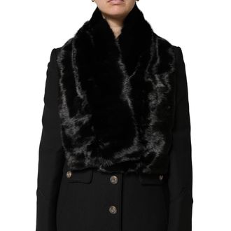 Dolce & Gabbana Womens Black Fur Shawl Neck Wrap Cover Collar Scarf