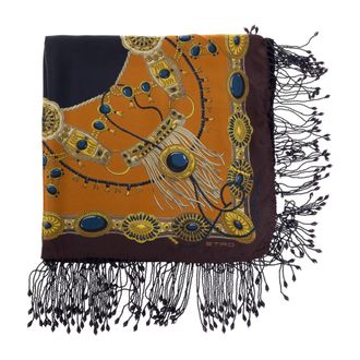 Etro Seidentuch mit Fransen und Juwelenmotiv - - Accessories - Damen - Braun - ONE SIZE