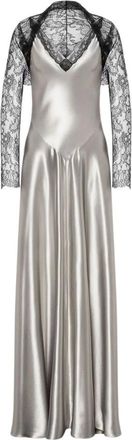 Alberta Ferretti Femme, Robes, Gris, Taille: 40 FR Robe Brillante en Satin et Dentelle