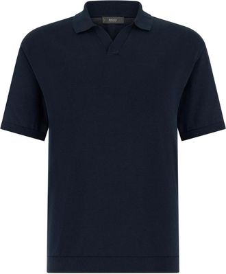Boggi Milano Homme, Tops, Bleu, Taille: M Polo Tricot Ouvert au Col