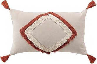 Douceur d'Intérieur Malory Kissen mit abziehbarem Bezug (30 x 50 cm), Terrakotta, einfarbig und Polycotton mit Muster