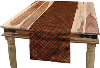 Abakuhaus &Agrave; Carreaux Chemin de Table, Irish Tartan No&euml;l, Rectangulaire D&eacute;coratif pour Salle &agrave; Manger, 40 cm x 300 cm, Vert &eacute;meraude Jaune Rouge