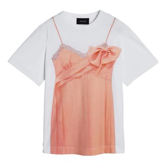 Simone Rocha Femme, Tops, Bleu, Taille: 36 FR Trompe loeil Slip Dress Print T-Shirt