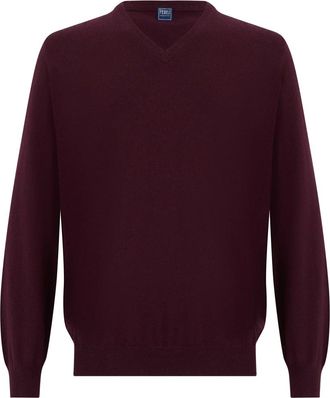 Fedeli Pull col en V - Homme - Pulls - Rouge - Taille: 3XL