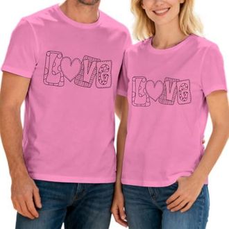 Generic Chemises de Saint-Valentin pour couples, coeur damour | T-shirts graphiques &agrave; manches courtes et col rond en coton pour hommes, hauts tendance, pour l