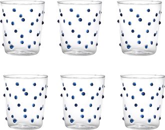 Zafferano Party Gläser Set aus Borosilikatglas im Polka Dot Design (Blau)