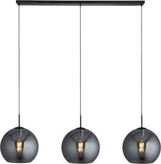Searchlight Amsterdam - 3 Light Matt Black Bar Deckenanhänger Runde Smokey Glass Shades - Searchlight