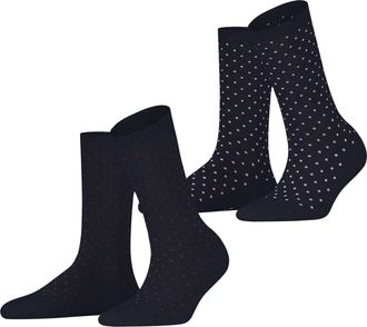 Esprit Damen Socken Fine Dot Multipack W So Baumwolle gemustert 2 Paar, Blau Marine 6120, 39-42
