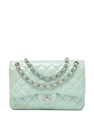 Chanel sac port&eacute; &eacute;paule Classic Flap - Vert