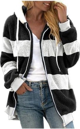 Generico Manteau dhiver pour femme décontracté élégant, manteaux poilu avec poches Vestes Offres Cardigan Baggy Parka Femme Hiver Court Confortable Vêtements e