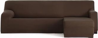 Eysa Bi-elastischer Sofabezug für Chaiselongue, mit kurzem Arm auf der rechten Seite, Farbe Braun, Design Harlem