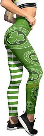 Generic Legging de sport 2026 pour femme - Vert - Pour yoga, pilates, course &agrave; pied - Imprim&eacute; Paddystripes, Vert, XXL