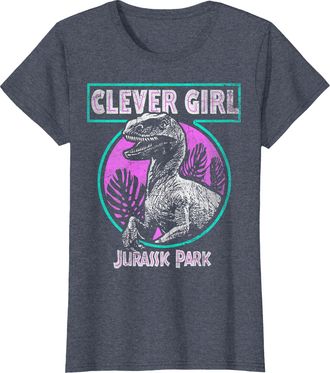 Jurassic Park Distressed Teal Raptor Clever Girl T-Shirt