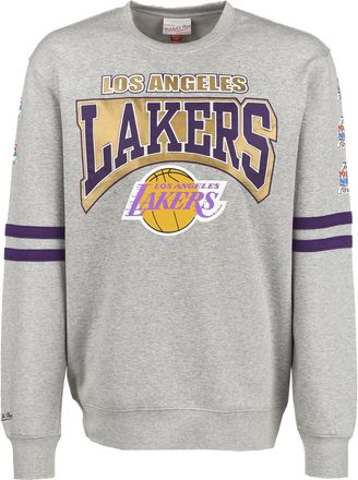 Mitchell & Ness All Over Print Fleece Crew - Los Angeles Lakers, Grau, XXL