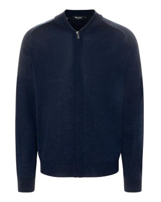 Maerz Strickjacke mit Collegekragen aus Schurwolle in