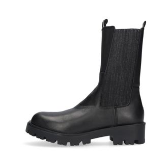 Omoda M&auml;dchen Chelsea Boots mit Glitzer-Finish - - Shoes - Damen - Schwarzk - 38 EU