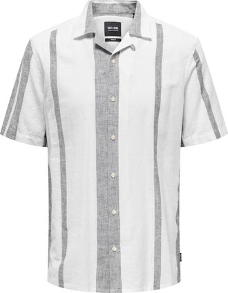 Only & Sons Onscaiden SS Stripe Linen Resort Shirt Camicia di Lino, Ballerino di Nuvola, XXL Uomo